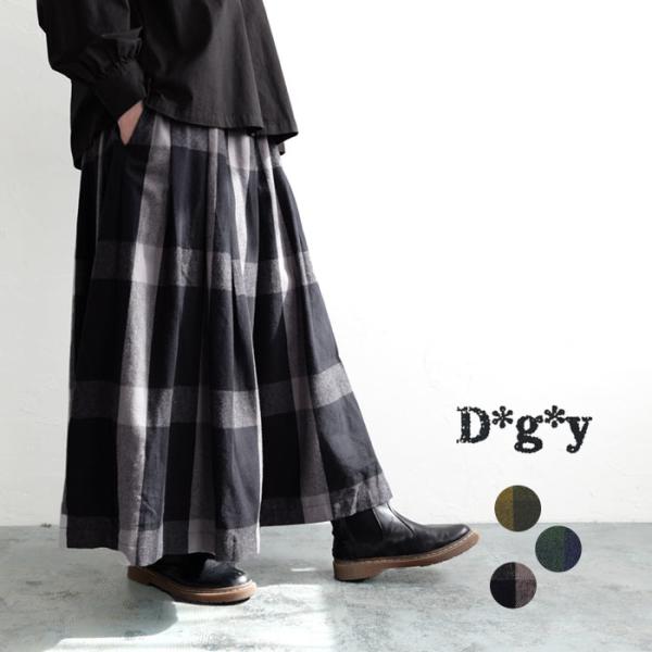 D*g*y フレアガウチョパンツ ウエストゴム コットン 綿100％ M〜3L／ナチュラル カジュアル dgy ディージーワイ ズボン チェック 体型カバー ゆったり 大人可愛い エコロコ sel, Ms,Ls,LL,3L, ／-ワイドパン...