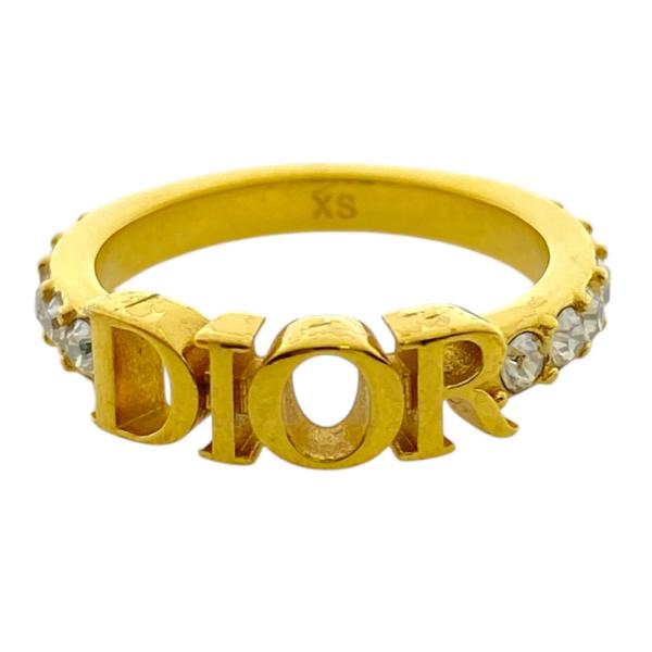 【ブランド】Christian Dior ディオール【モデル名】Dio(r)evolution ディオレボリューション【商品名】リング 指輪 ロゴ【商品番号】-【素材】GP ラインストーン【カラー】ゴールド【表記サイズ】(表記：XS)【実寸...
