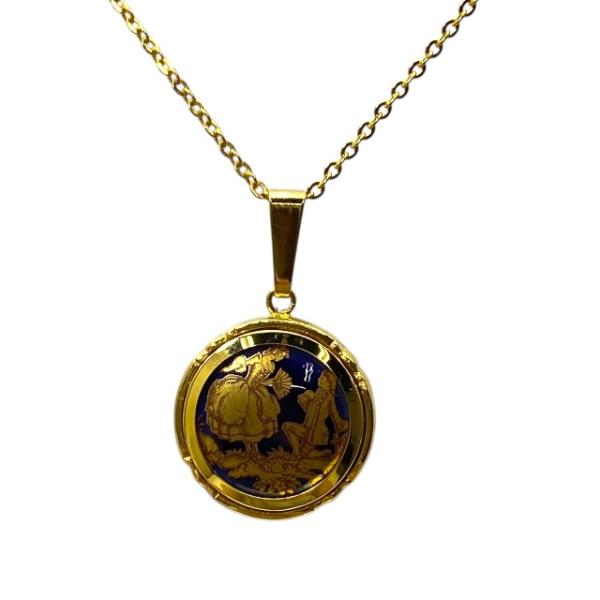 【ブランド】LIMOGES　リモージュ【商品名】 ネックレス 【商品番号】-【カラー】ネイビー/ゴールド【サイズ】トップ：1.8×1.8cm チェーンの長さ：最大約40cm【素材】 陶器/GP【付属品】-【ランク】 ABランク【コメント】 ...