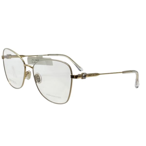 【ブランド】JIMMY CHOO　ジミーチュウ　【商品名】スクエアフレーム 眼鏡【商品番号】JC304 IJS 145 56□15 【カラー】ホワイト/ゴールド/メタル【サイズ】レンズ横幅：5.6cm ブリッジ長さ：1.5cm テンプル長さ...