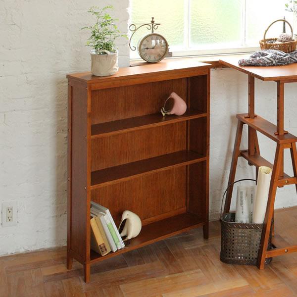 奥行き20cmで省スペースなブックシェルフです。【hommage・オマージュ】Book Shelf/　ブックシェルフ BR(ブラウン)商品番号：IC-HMR-2664BR市場・ichiba【代引不可】■サイズ幅700×奥行き200×高さ90...