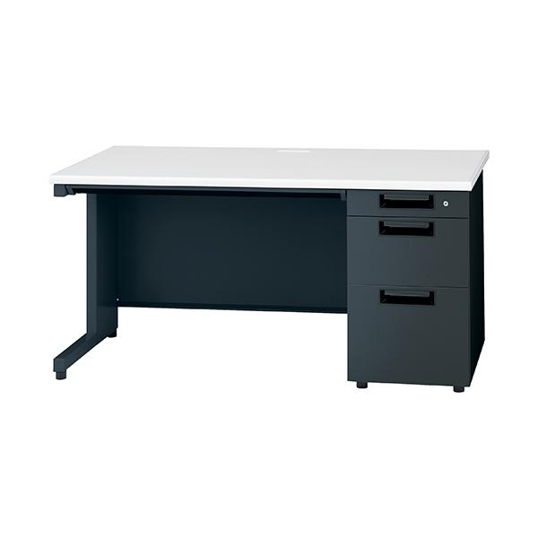 メーカー直送商品【送料無料！】プラス 片袖机 JS-147D-3 WH/TBK ブラック 768390