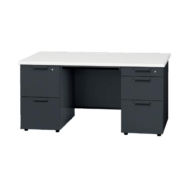 メーカー直送商品【送料無料！】プラス 両袖机 JS-147D-32 WH/TBK ブラック 768391