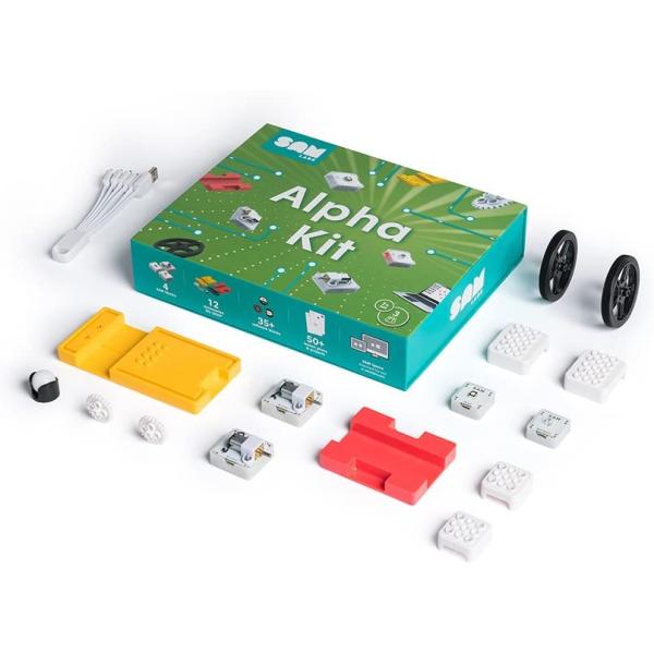 新品未開封品です。こちらの商品は初期不良を含めてメーカー対応でお願い致します。    BluetoothでつながるブロックモジュールタイプのSTEM教材    目的と用途に合わせ新しくリニューアルした5つのキット    スイッチ、LED、セ...