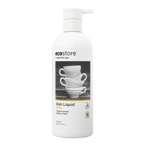 液だれしにくいポンプタイプの食器用洗剤。フレッシュなレモンの香り。【ecostore】ディッシュウォッシュ リキッド ポンプ＜レモン＞ 350mL