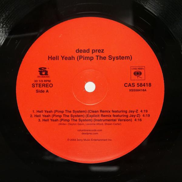 アーティスト：DEAD PREZタイトル：HELL YEAH (PIMP THE SYSTEM) (REMIX)レーベル：COLUMBIA CAS58418ジャケット：E-盤：E-帯：NONEFMT：12枚数：1JAN：コメント：US盤 盤...