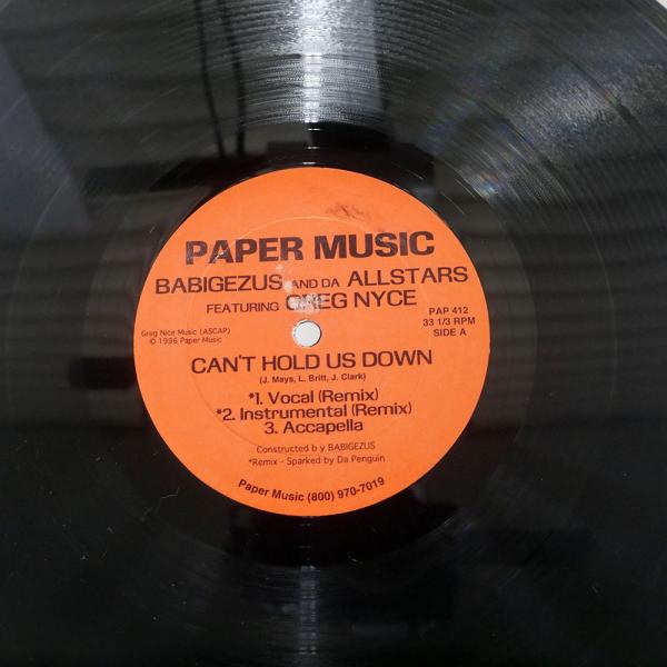 アーティスト：BABIGEZUS AND DA ALLSTARSタイトル：CAN'T HOLD US DOWNレーベル：PAPER MUSIC PAP412ジャケット：NONE盤：E-帯：NONEFMT：12枚数：1JAN：コメント：US盤...