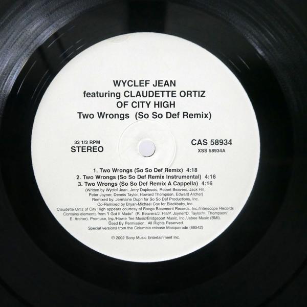 アーティスト：WYCLEF JEANタイトル：TWO WRONGS (SO SO DEF REMIX)レーベル：COLUMBIA CAS58934ジャケット：NONE盤：VG+帯：NONEFMT：12枚数：1JAN：コメント：US盤レビュー：