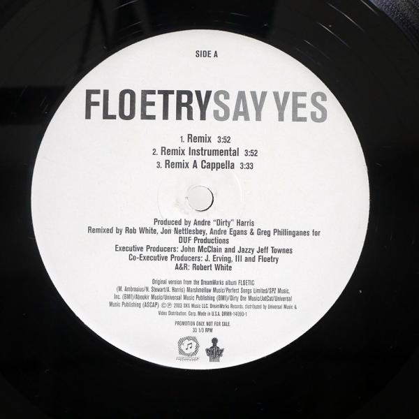 アーティスト：FLOETRYタイトル：SAY YES (REMIX)レーベル：DREAMWORKS DRMR140901ジャケット：NONE盤：E-帯：NONEFMT：12枚数：1JAN：コメント：US盤 03. US PRESS / 12...