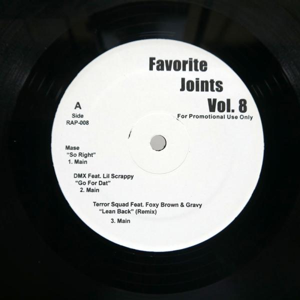 アーティスト：VAタイトル：Favorite Joints Vol. 8レーベル：FAVORITE JOINTS RAP008ジャケット：E-,ST盤：E-,DJ帯：NONEFMT：12枚数：1JAN：コメント：- プロモレビュー：
