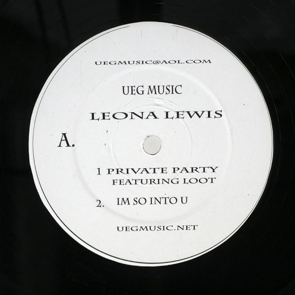 アーティスト：LEONA LEWISタイトル：PRIVATE PARTY / I M SO INTO YOUレーベル：UEG MUSIC UEG1201ジャケット：NONE盤：E-,DJ帯：NONEFMT：12枚数：1JAN：コメント：UK...
