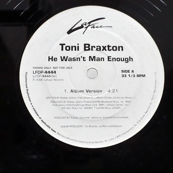 アーティスト：TONI BRAXTONタイトル：HE WASN'T MAN ENOUGHレーベル：LAFACE LFDP4444ジャケット：NONE盤：VG+帯：NONEFMT：12枚数：1JAN：コメント：US盤レビュー：