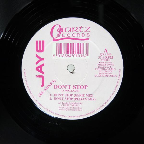 アーティスト：JAYEタイトル：DON'T STOPレーベル：QUARTZ QRS016ジャケット：NONE盤：E-帯：NONEFMT：12枚数：1JAN：コメント：UK盤レビュー：