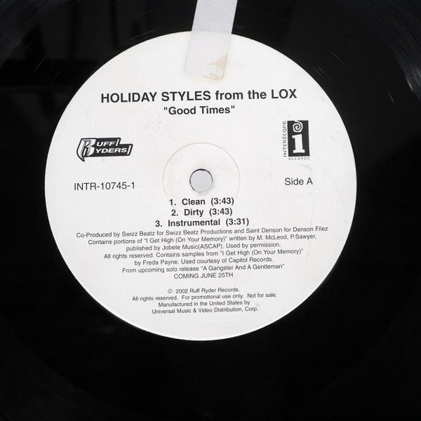 アーティスト：HOLIDAY STYLESタイトル：GOOD TIMESレーベル：INTERSCOPE INTR107451ジャケット：NONE盤：VG+,ST帯：NONEFMT：12枚数：1JAN：コメント：US盤レビュー：