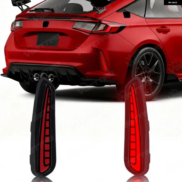 LEDリア バンパー リフレクター ライト ホンダ シビック タイプR 2023 - 2025 US バージョン カーランニングブレーキ ダイナミックウィンカーランプ カスタム パーツ アクセサリーHigh-concerned chemic...