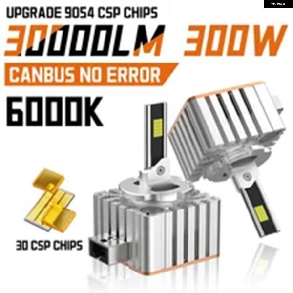 2個 D1S LED D3S 車用 ヘッドライト 電球 D2S D2R D4S D4R D8S ライト 6000K ターボ バイLED CSP ランプ 1:1 キット 6000K 12V 24VHigh-concerned chemical...
