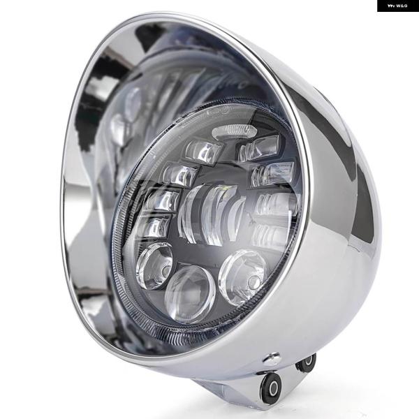 LED 5.75インチ バイク ヘッドランプ クローム バイク フォグライト ヘッドライト ランプ HILO DRLウィンカー モトスペアパーツライト カスタム パーツ アクセサリーBattery Included:NoHigh-conce...