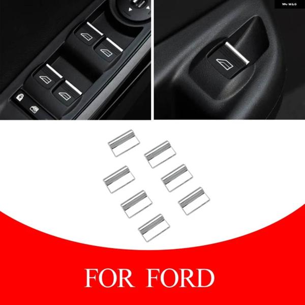 窓用リフトノブ トリム ウィンドウリフター ボタン ステッカー フォード フィエスタエコスポーツ フォーカス 3 4 MK3 MK4 2012-2015 カスタム パーツ アクセサリーSticker Placement:Outlet,Doo...