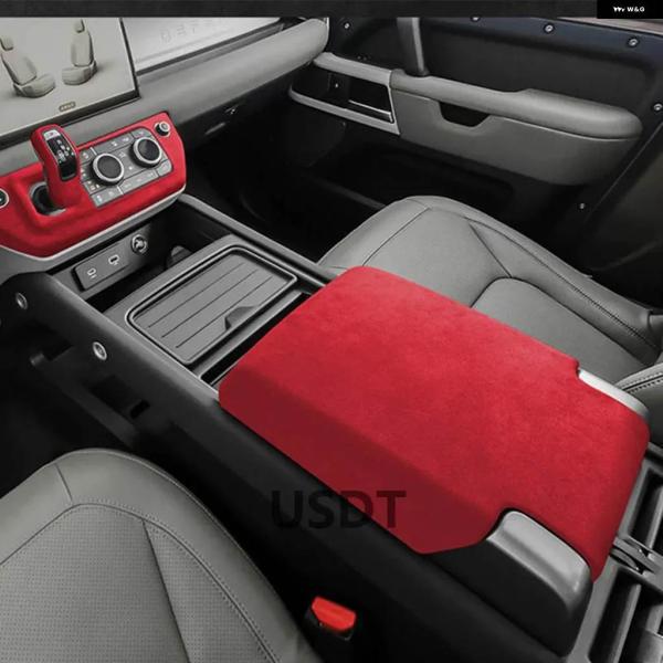 ランドローバー ディフェンダー 110 2020 - 23 2024 2025用 トップ アームレスト ボックス リッドシースシェルカバー セントラル コントロール マット カスタム パーツ アクセサリーHigh-concerned che...