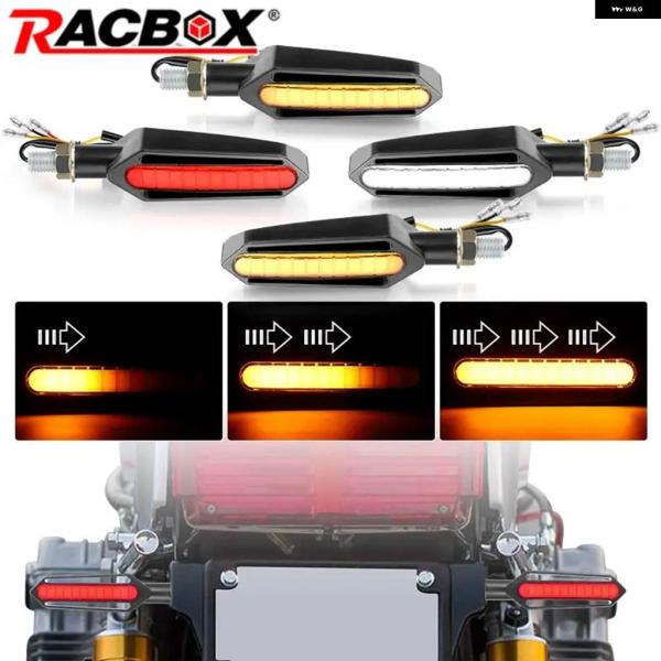 オートバイ LED ウィンカーライト 10MM リアライト フラッシャー ウインカー 流れるシグナルランプ DRL ブレーキ テールランプ ストリート ダート バイク 用 カスタム パーツ アクセサリーBattery Included:No...