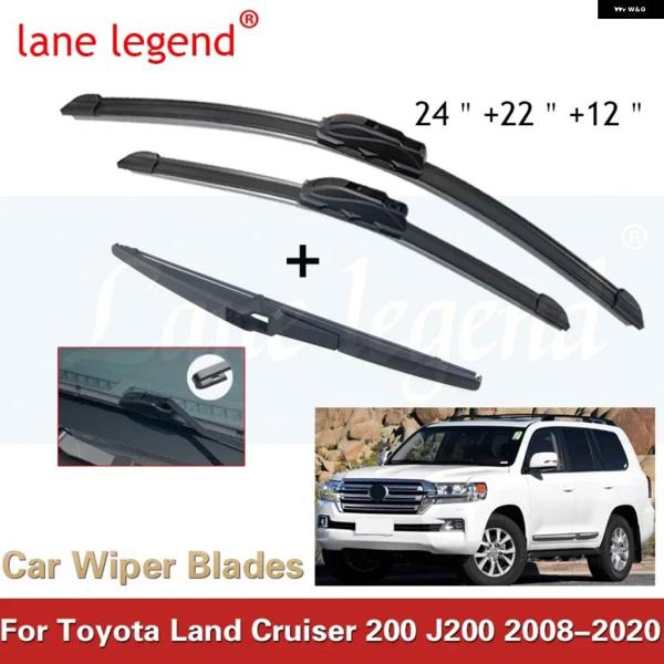 ワイパー フロントリア ワイパー ブレードセット トヨタ ランドクルーザー 200 J200 2008 - 2020 フロントガラス フロントガラス 窓 24インチ 22インチ 12インチ カスタム パーツ アクセサリーHigh-conce...