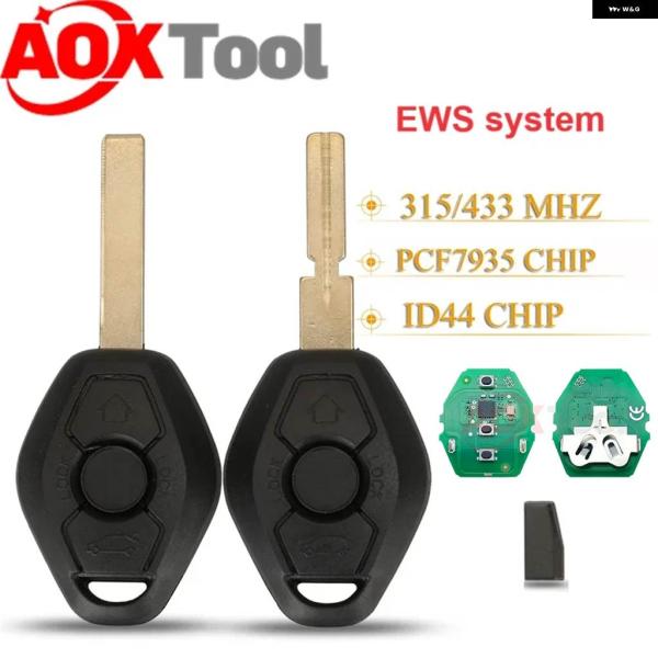AOKTOOL 3 ボタン EWS システム カーリモートキー BMW E38 E39 E46 X3 X5 Z3 Z4 1/3/5/7シリーズ 315/433MHZ ID44PC F7935 チップ カスタム パーツ アクセサリーR/C F...