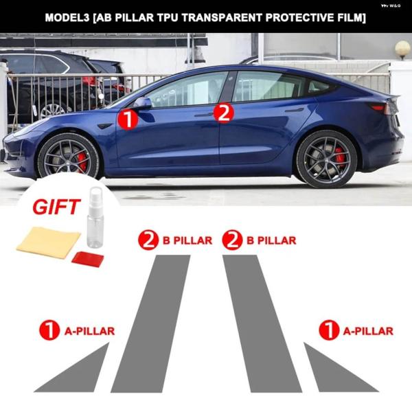 テスラ モデル3 モデルY 2018-2024 カーフィルム Bピラー 傷防止 Aピラー フィルム レトロ カスタム パーツ アクセサリーHigh-concerned chemical:NoneSticker Placement:Suite...