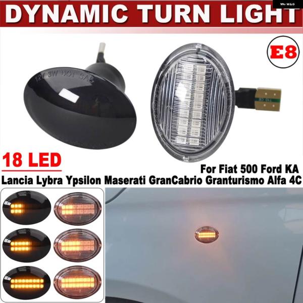フィアット500ランチアリブライプシロンマセラティアルファ4C用 ダイナミック LEDサイドマーカー12Vフローティングウィンカーリピーターランプ カスタム パーツ アクセサリーHigh-concerned chemical:NoneFor...