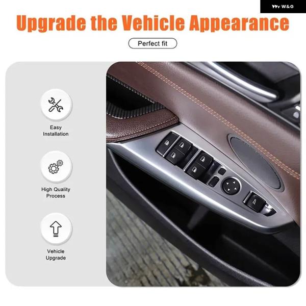 窓ガラスリフティングスイッチ ボタン フレーム 装飾 カバー トリム BMW X3 X4 F25 F26 2011-2017 ABSカーボンアクセサリー カスタム パーツ アクセサリーHIGH-CONCERNED CHEMICAL:NONE...