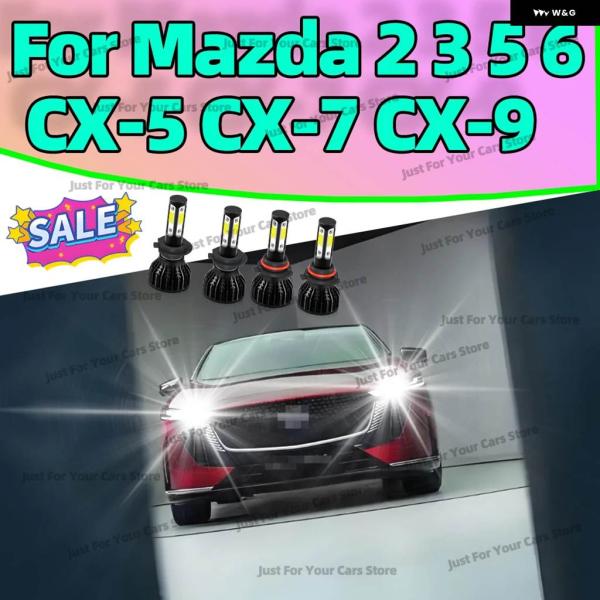 2/4X 4面LED ヘッドライト 6000K 20000LM マツダ CX-7 ER 2007- 2014 マツダ 2 3 5 6 CX-5 CX-9 車用ハイロービーム 電球 カスタム パーツ アクセサリーHIGH-CONCERNED ...