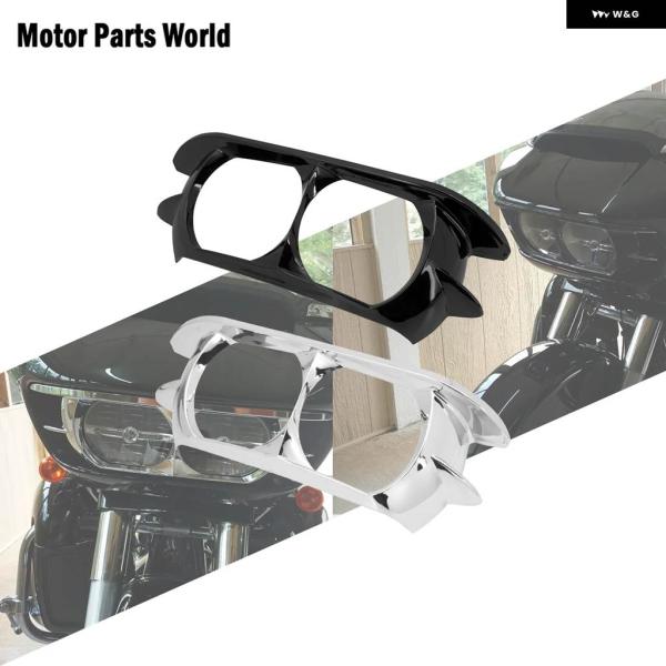 バイク ベゼル スカウルカバー デュアル ヘッドライト フェアリング ヘッドランプ トリム ハーレー ツーリング CVO ロードグライド FLTRX FLTRXSE FLTRU 2015-23 カスタム パーツ アクセサリーProtecti...