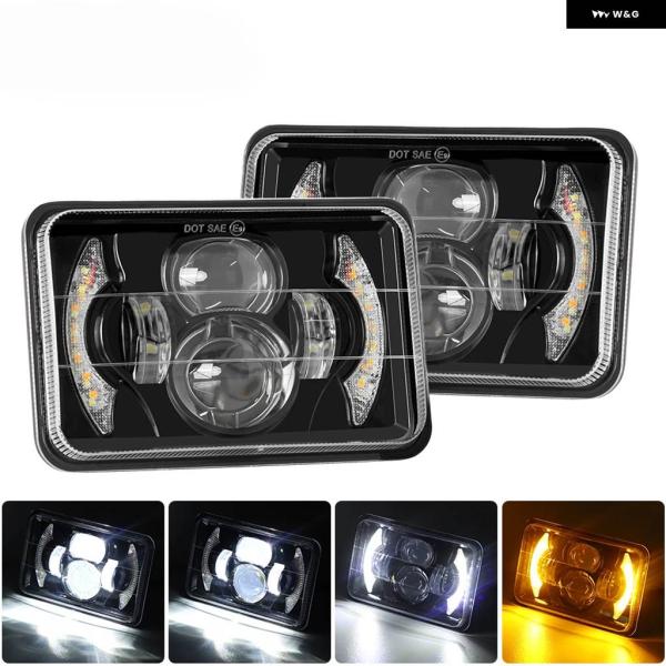 4X6インチ LED ヘッドライト HI/LOビーム ホワイト アンバー DRL H4651 H4652 H4656 H4666 車 トラック コン バージョン オフロード カスタム パーツ アクセサリーHigh-concerned che...
