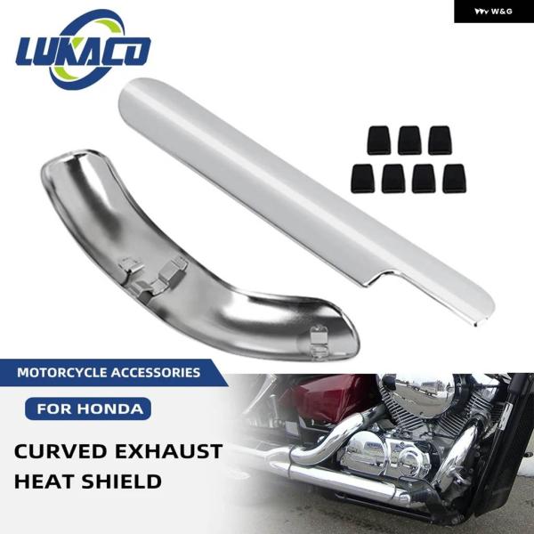 ホンダ SHADOW ACE VT400 VT750 1997-2013 バイク マフラー パイプ レッグ プロテクター クローム カーブド ヒートシールド カバー ガード カスタム パーツ アクセサリーHigh-concerned che...