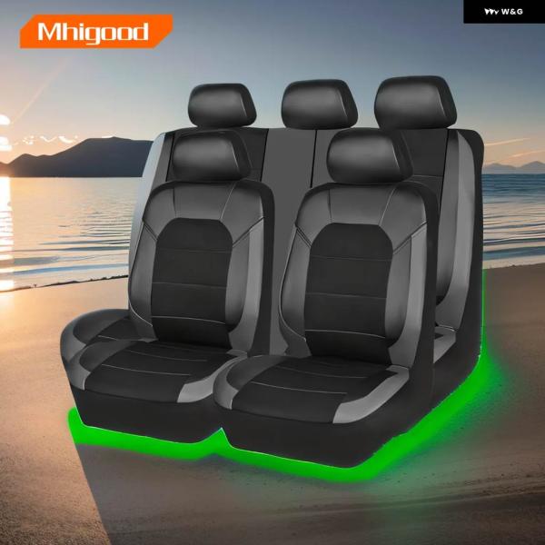 汎用 人工皮革PU PVC 5人乗り車用円形アークサンドイッチステッチハーフレザーシートカーチェアカバー カスタム パーツ アクセサリーFilling:COTTONTarget Pet:OtherThickness:FleeceProduc...