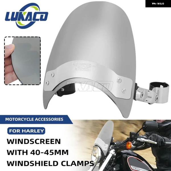 ABS製 オートバイ クローム フロントガラス 40〜45MM フロントガラス クランプ付き ハーレー スポーツスター 883 1200 ダイナ ソフティアル ツーリング カスタム パーツ アクセサリーHigh-concerned chem...