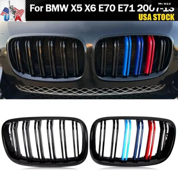 Mカラー フロント グリル デュアルスラット BMW X5 X6 E70 E71 2007-13 カスタム パーツ アクセサリーHigh-concerned chemical:NoneBrand Name:MagicKitOrigin:Ma...