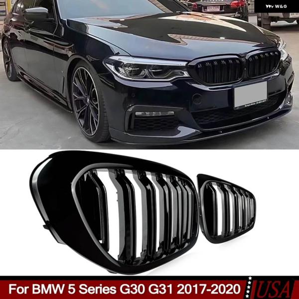 ブラックデュアルライン レーシング グリル BMW 5シリーズ G30 G31 530I 540I 2017-2020 フロントキドニー グリル に適合 カスタム パーツ アクセサリーHigh-concerned chemical:None...