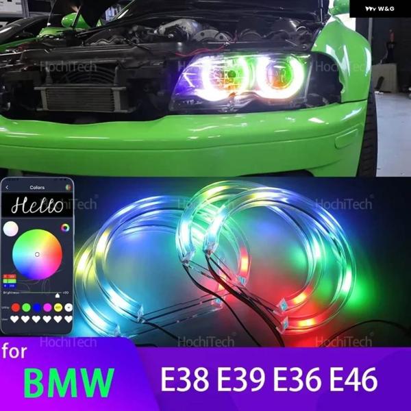 BMW 3 5 7シリーズ E46 M3 E38 E39 E36 APP マルチカラーダイナミックエンジェルアイリングライト DRL ウィンカーライトアクセサリー付き カスタム パーツ アクセサリーHigh-concerned chemic...