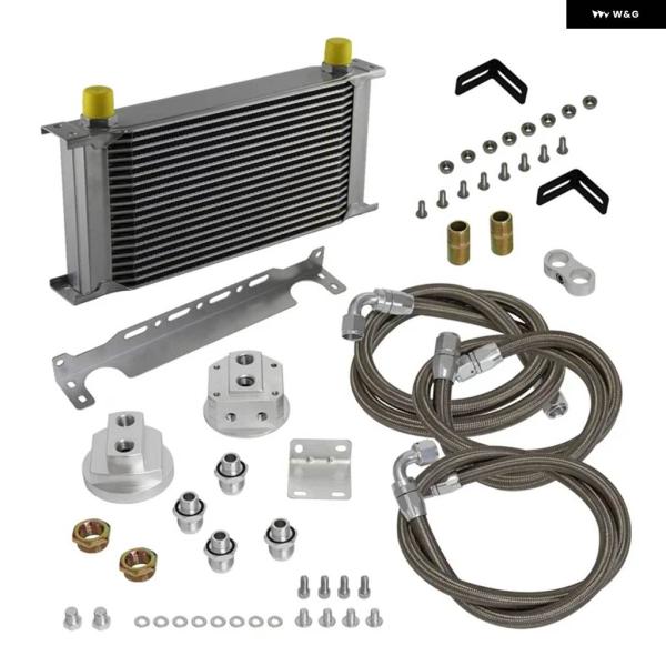 汎用 19列AN10 オイルクーラー キット エンジン /トランス ミッション |英国タイプ シルバー フィルター アダプター |高性能冷却 カスタム パーツ アクセサリーItem Weight:5kgItem Height:15cmIte...