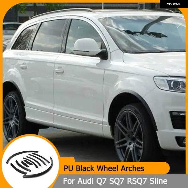 ホイール アーチサイドフェンダーフレアカバー マッドガード トリム アウディ Q7 SQ7 RSQ7 SLINE 2006-2015 PUブラックホイール モデリング トリム カスタム パーツ アクセサリーHigh-concerned ch...