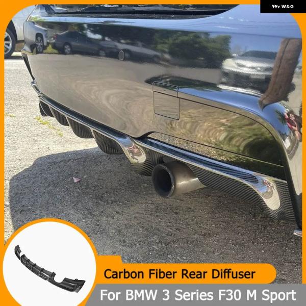 カーボン リア バンパー ディフューザー BMW 3シリーズ F30 Mスポーツ 320I 325I 328I 335I 2012-2017 リア バンパー ディフューザー リップスポイラー カスタム パーツ アクセサリーHigh-conc...