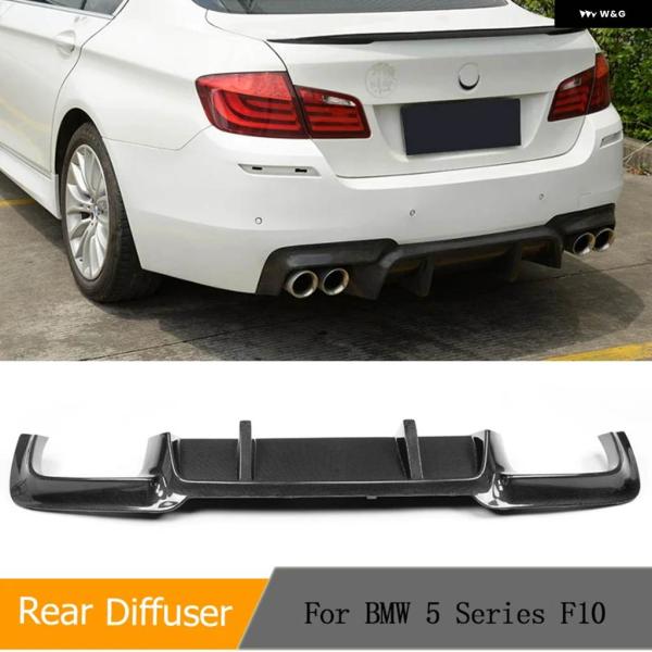 カーボン リア バンパー ディフューザー リップ BMW 5シリーズ F10 Mスポーツ 528I 530I 550I 2011-2016 デュアルエキゾースト 2 アウトレット ディフューザー カスタム パーツ アクセサリーHigh-co...