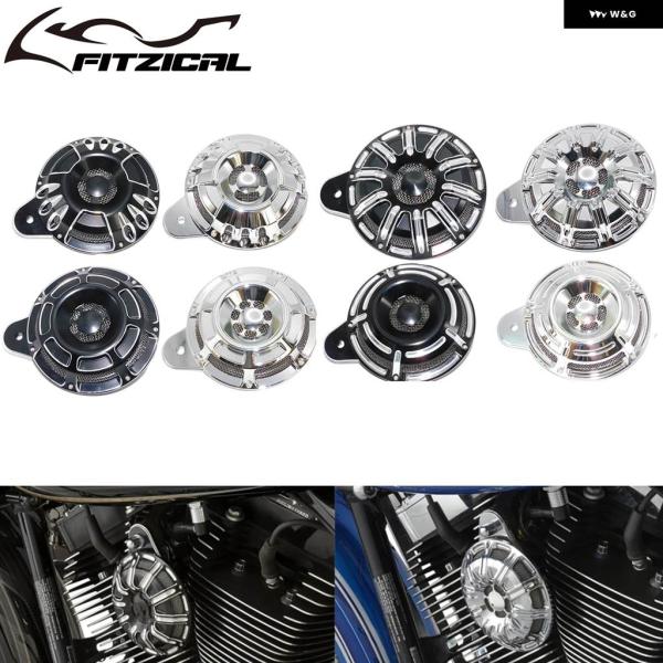オートバイ ホーン スピーカー カバー ホーン アセンブリ ブラック/クローム ハーレー ツーリング エレクトラ グライド FLHR FLHX 91-2017 スポーツスター XL 07年以降 カスタム パーツ アクセサリーHigh-con...