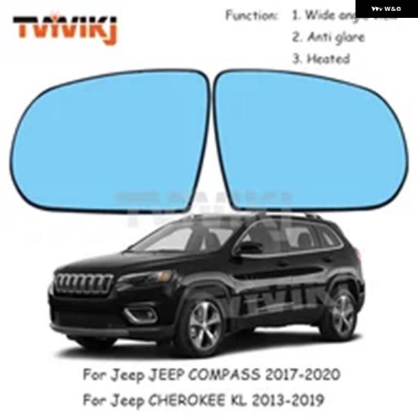 サイドバックミラー ブルーガラスレンズ ジープ ジープ コンパス 2017-2020 チェロキー KL 2013-2019 広角ビュー アンチグレア 1ペア カスタム パーツ アクセサリーHigh-concerned chemical:No...