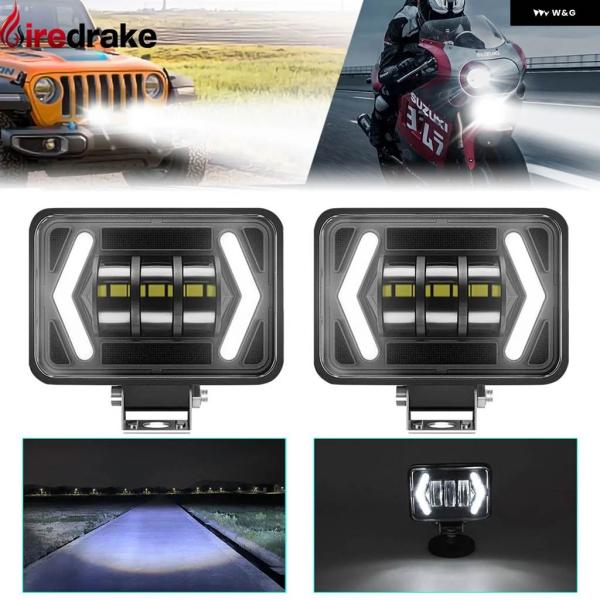 4.5インチLEDスクエアワークライト 80W 8000LM 高出力SUV LED ヘッドライト 6000K 防水 オフロード車両 トラック 作業灯 フォグランプ カスタム パーツ アクセサリーHigh-concerned chemical...