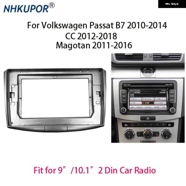 カー ラジオ ファシア フォルクスワーゲン パサート B6 B7 CC 2010-2018 オート ステレオ ダッシュボード パネル 9/10.1インチ フレーム キット センター コンソール ホルダー カスタム パーツ アクセサリーHig...