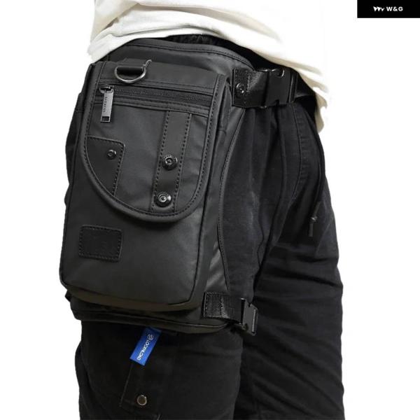 メンズオックス フォード /ナイロン/キャンバスドロップレッグバッグウエストパックヒップバムベルトカジュアルショルダーバッグ バイク ライディング太ももバッグ カスタム パーツ アクセサリーHigh-concerned chemical:N...