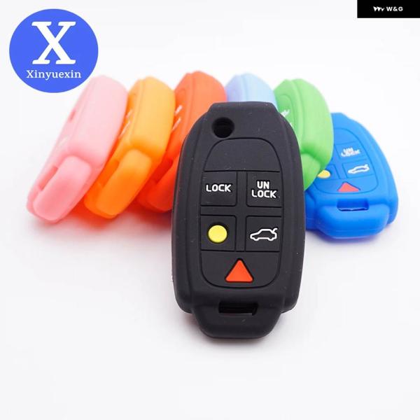 シリコン製 キーケース ボルボ XC90 S80 XC70 S60 V70 カバー キーレス リモートフォブ シェル スキン ホルダー プロテクター 5ボタン カスタム パーツ アクセサリーHigh-concerned chemical:N...