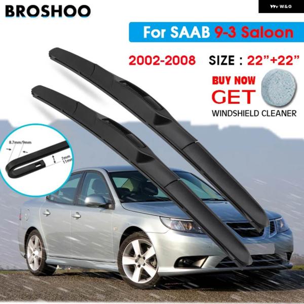 ワイパーブレード SAAB 9-3 セダン 22インチ+22インチ 2002-2008 ATUO フロントガラス ワイパーブレード ウィンドウウォッシュフックアーム カスタム パーツ アクセサリーPlacement:FRONTYear:20...