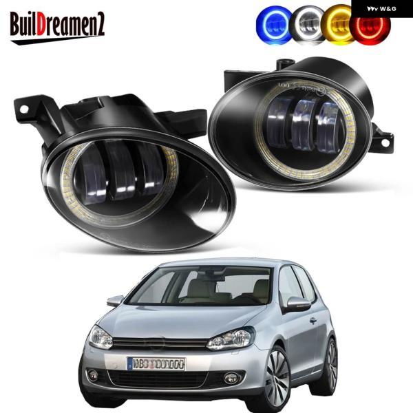 エンジェルアイ フォグライト アセンブリ フォルクスワーゲン VW ゴルフ MK6 2009-2013 車 フロントバンパー LED レンズ フォグ デイタイム ランプ DRL 30W H11 12V カスタム パーツ アクセサリーHigh...